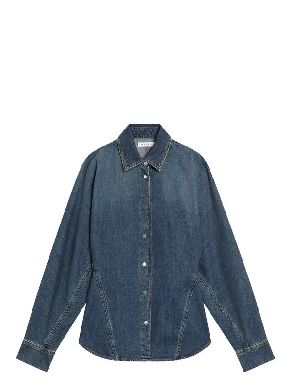 Alaïa Rounded Denim Shirt - Blue