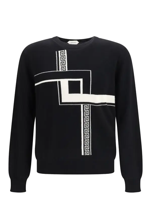 Versace Greca Incrocio Sweater - Black