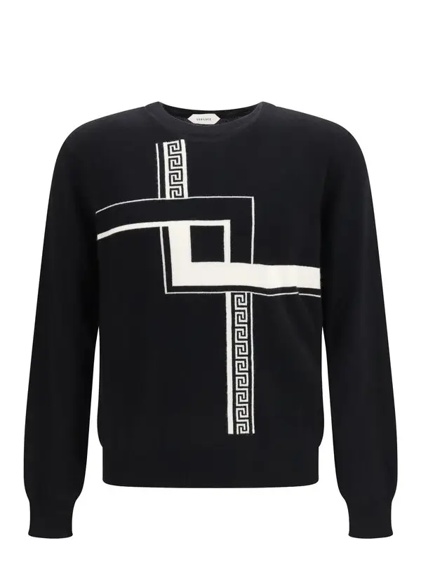 Versace Greca Incrocio Sweater - Black