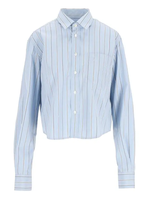 AMI Paris Striped Short Shirt - Blue