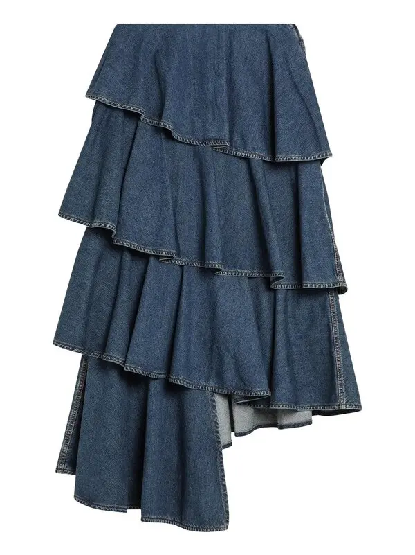 Alaïa Asymmetrical Spiral Denim Skirt - Blue
