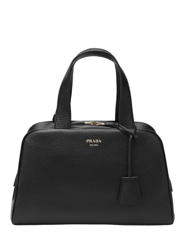 Prada Large Leather Satchel Bag - Black