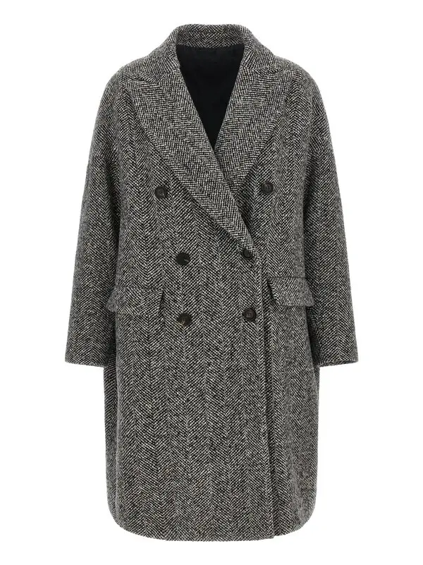 Brunello Cucinelli Dazzling Chevron Coat - Gray