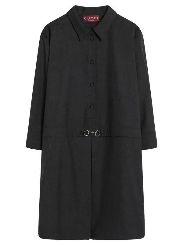 Gucci Grey Shirt Dress In Wool - Gray