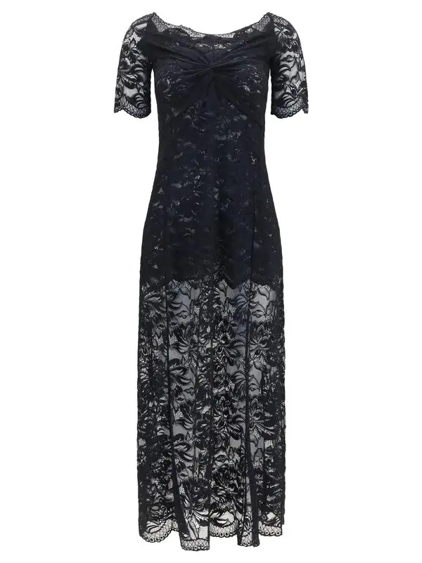 Rabanne Floral Lace Maxi Dress - Black