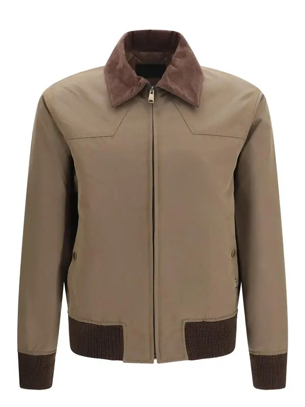 Prada Jacket With Corduroy Collar - Brown