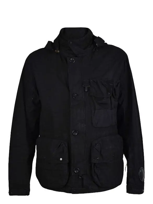C.P. COMPANY Cotton Hooded Cargo Jacket - Black