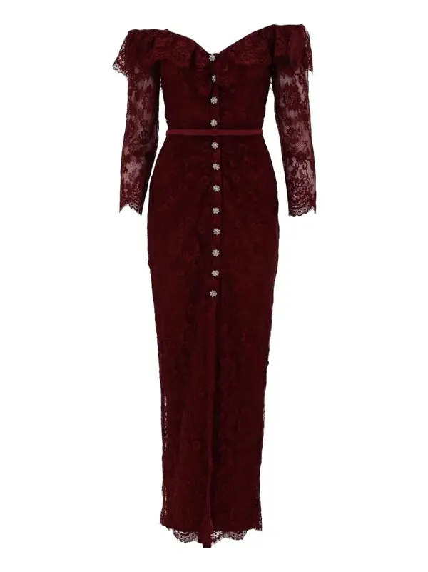 SELF-PORTRAIT Lace Dress With Jewel Buttons - Multicolor