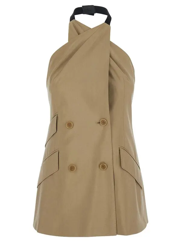Max Mara Mxsnuraghe Beige Dress With Front Closure In Wool And Silk For - Multicolor