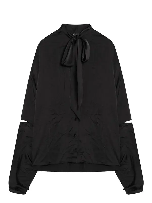 Balenciaga Satin Blouse With Bow - Black