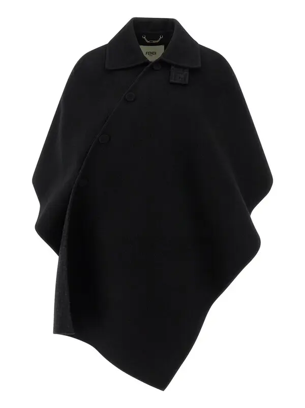 Fendi Double Wool' Cape - Black
