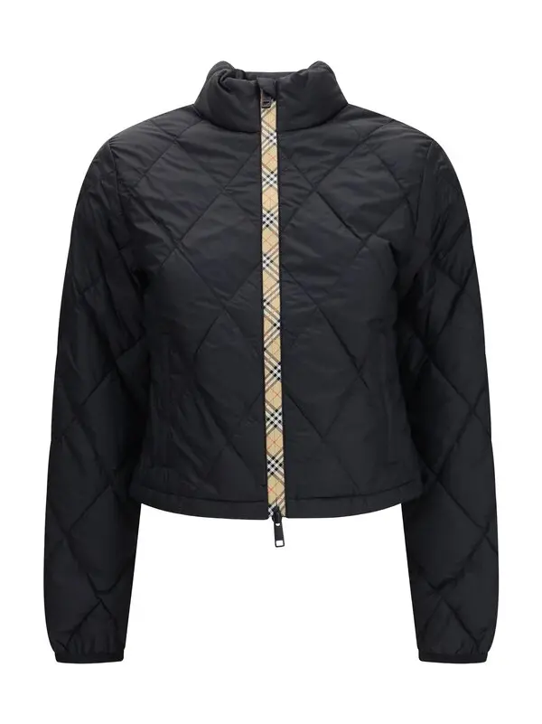 Burberry Bramford Quilted Nylon Jacket With Check Tape - Black