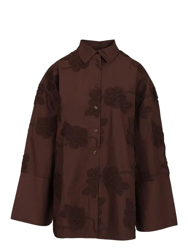 ROTATE BY BIRGER CHRISTENSEN Flower Oversized Shirt - Brown