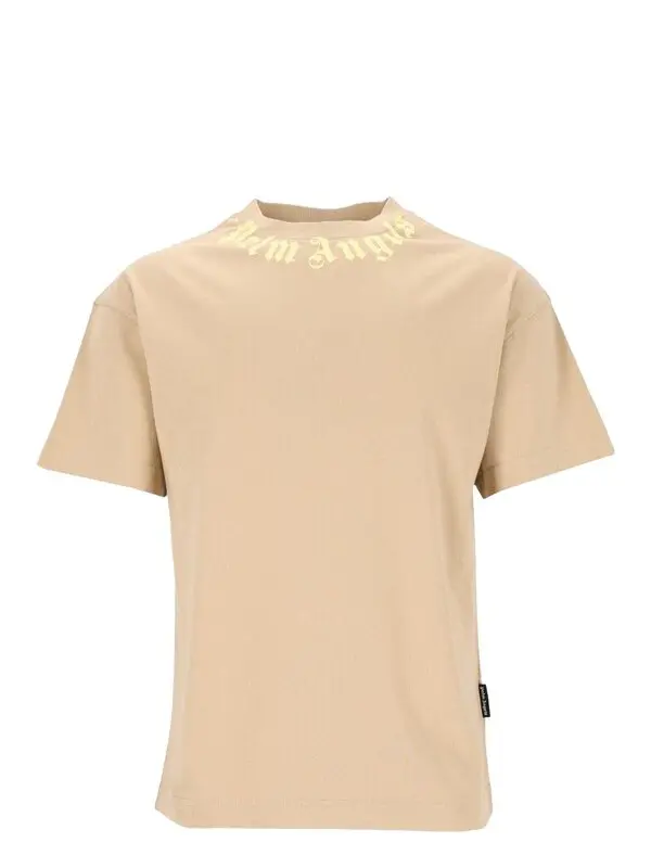 Palm Angels Neck Logo T-shirt - Cream