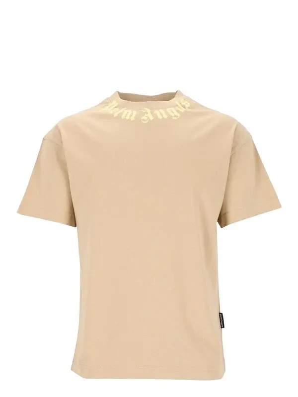 Palm Angels Neck Logo T-shirt - Cream