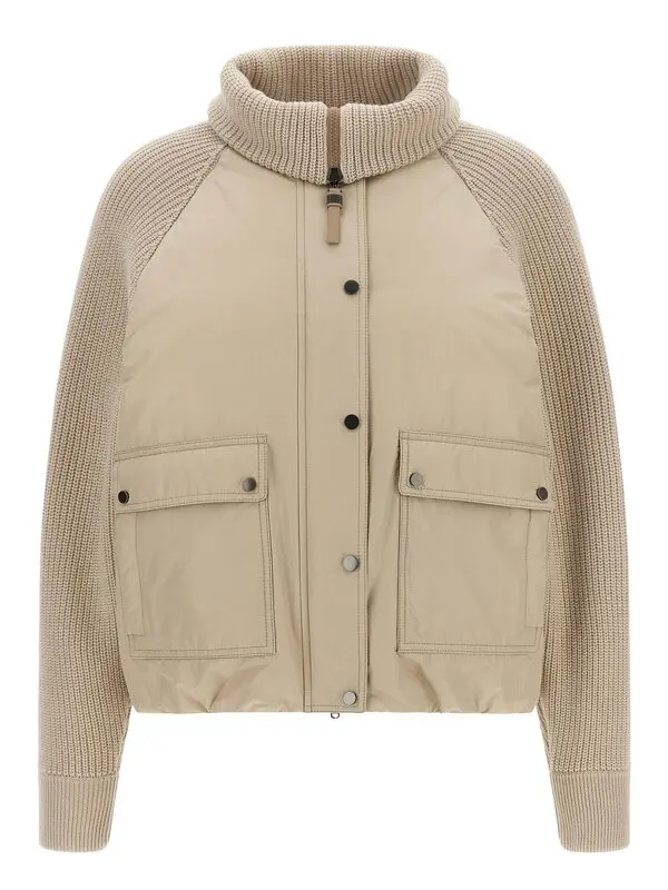 Brunello Cucinelli Knit Insert Down Jacket - Cream