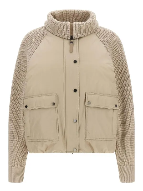 Brunello Cucinelli Knit Insert Down Jacket - Cream
