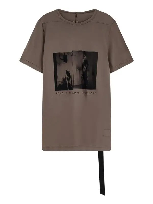 Rick Owens Cotton T-shirt With Level Print On The Front - Black