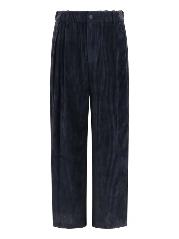 Giorgio Armani Wide-leg Ribbed Viscose Velvet Pants - Black