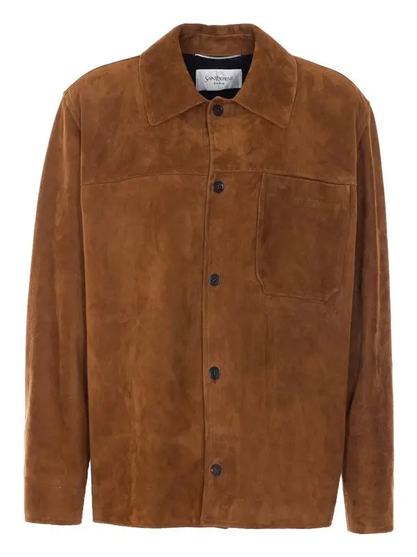 Saint Laurent Suede Overshirt - Brown