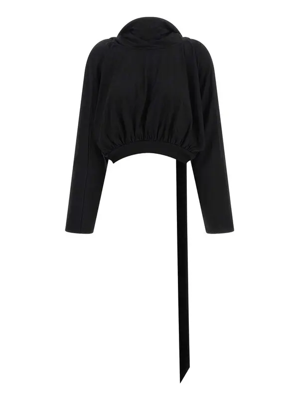 Rick Owens Cropped Hooded Top - Black