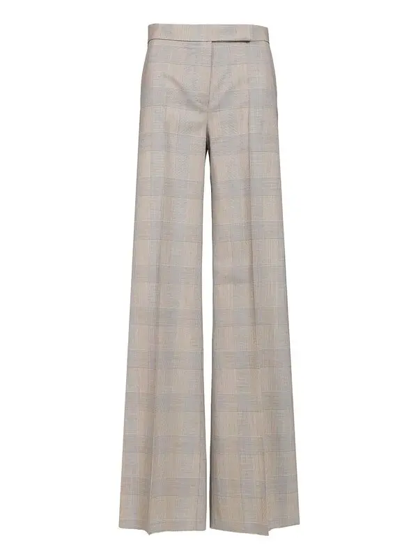 Max Mara Prince Of Wales Wool Trousers - Green