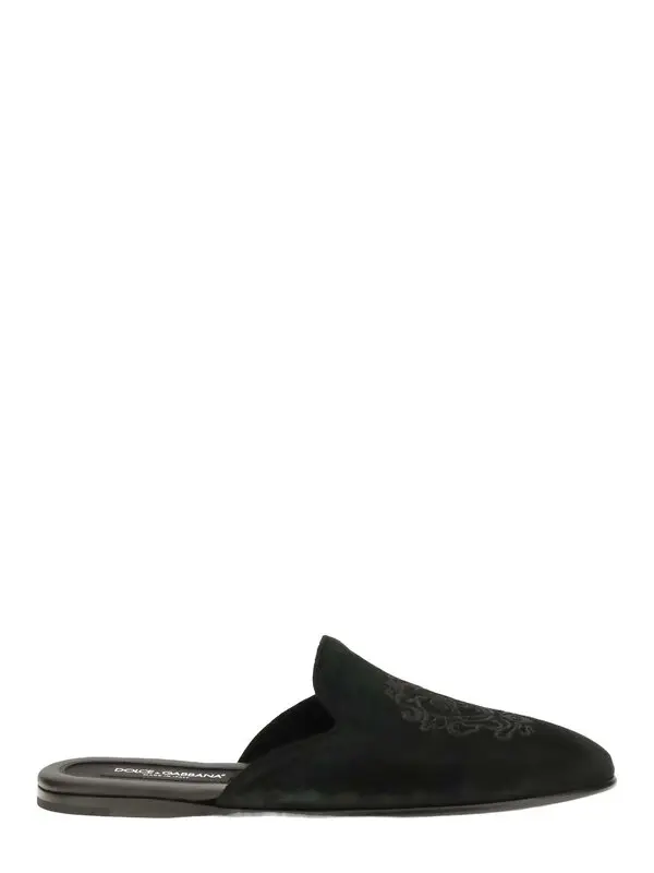 Dolce & Gabbana Calfskin Leather Mules - Black