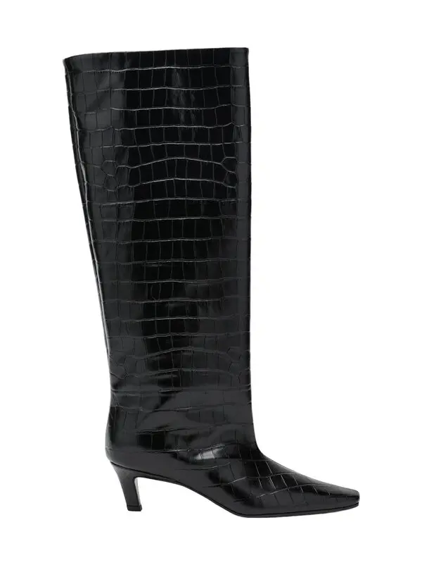 TOTEME Croc-embossed Leather Boots - Black