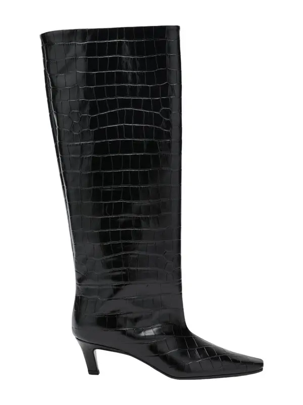 TOTEME Croc-embossed Leather Boots - Black