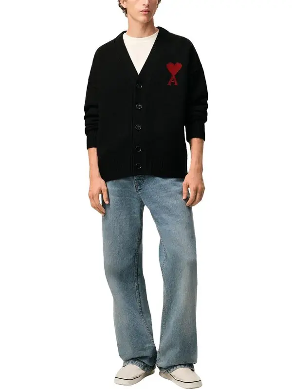 AMI Paris De Coeur Wool Cardigan - Multicolor