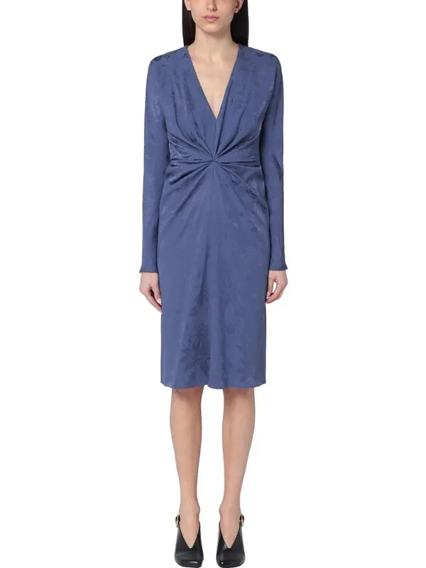 Etro Jacquard-effect V-neck Dress - Blue