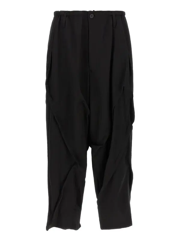 Yohji Yamamoto Wool Random Tuck Trousers - Black