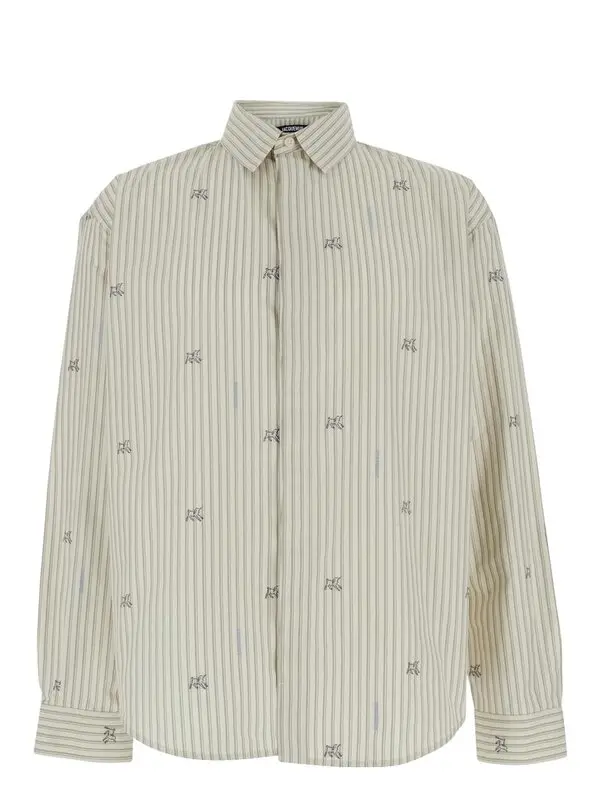 Jacquemus Simon' Beige Long-sleeved Shirt With Classic Collar And Long Sleeves In Cotton For - Multicolor