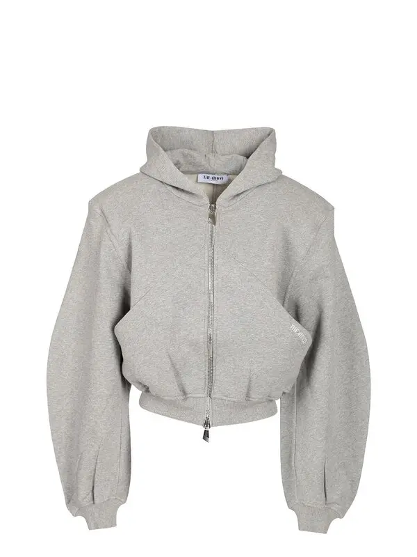 Attico Cotton Jersey Zip-up Hoodie - Gray