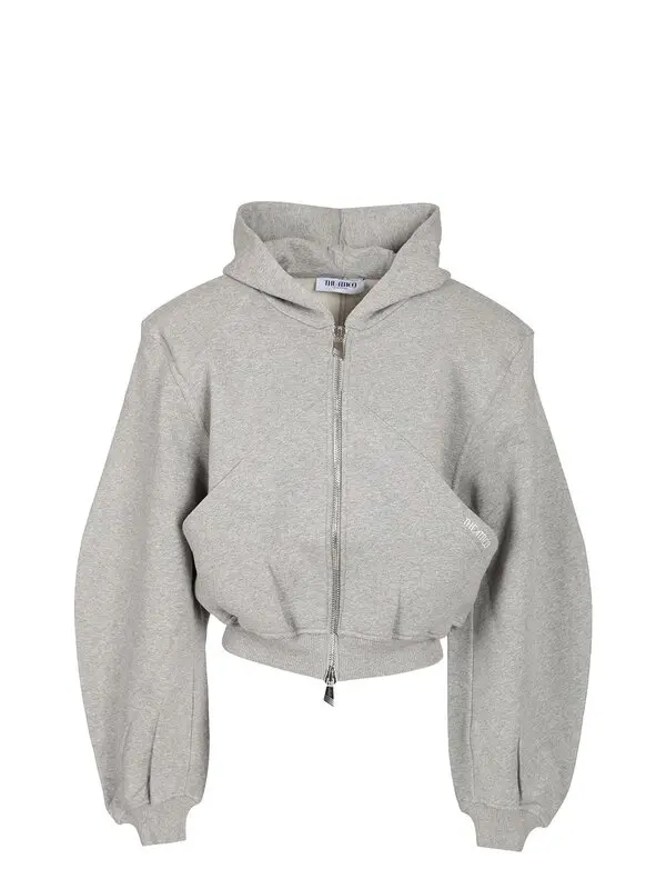 Attico Cotton Jersey Zip-up Hoodie - Gray