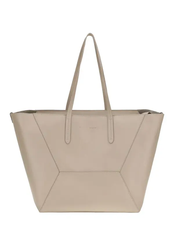 Brunello Cucinelli Hammered Leather Tote Bag - Cream