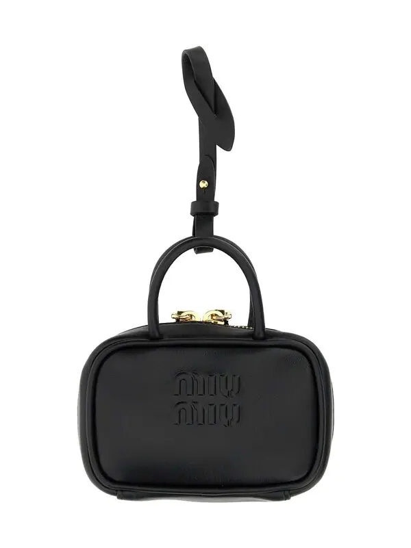 Miu Miu Leather Beau Keyring Necessaire - Black
