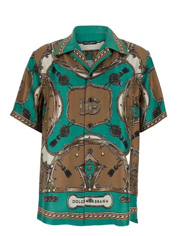 Dolce & Gabbana Bowling Shirt With Cuban Collar And All-over Floral Print In Silk For - Multicolor