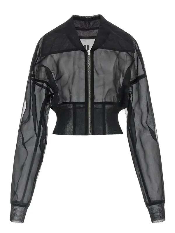 Rick Owens Dracucollar Cropped Bomber Jacket - Black