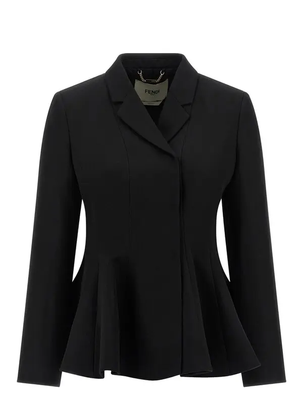 Fendi Grain De Poudre Wool Blazer - Black
