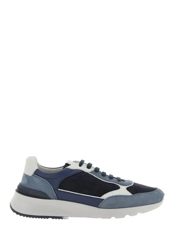 Brunello Cucinelli Leather And Suede Sneakers - Blue