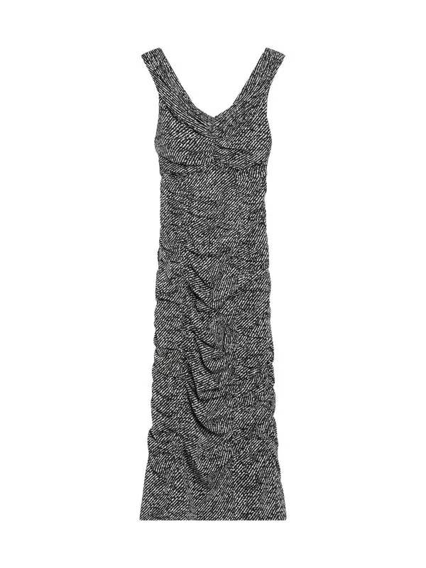 Dolce & Gabbana Diagonal Print Dress In Silk Blend - Black