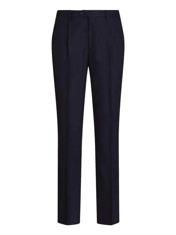 Etro Stretch Wool Pleated Trousers - Blue
