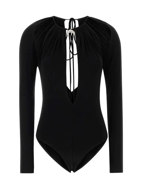 MARINE SERRE Stretch Viscose Bodysuit - Black