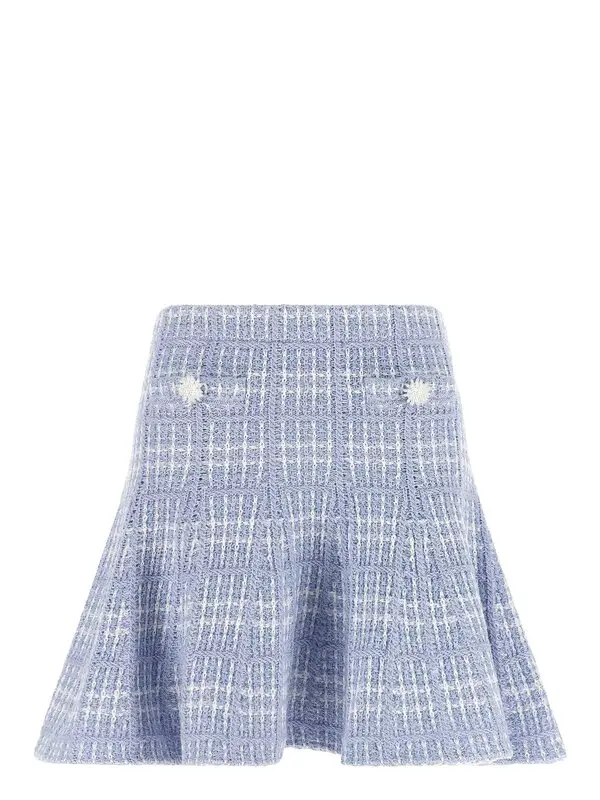 SELF-PORTRAIT Check Knit Mini Skirt - Blue