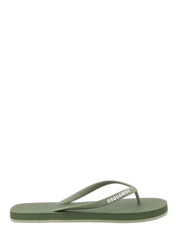 Dsquared2 Rubber Flip Flop Slippers With Logo - Green