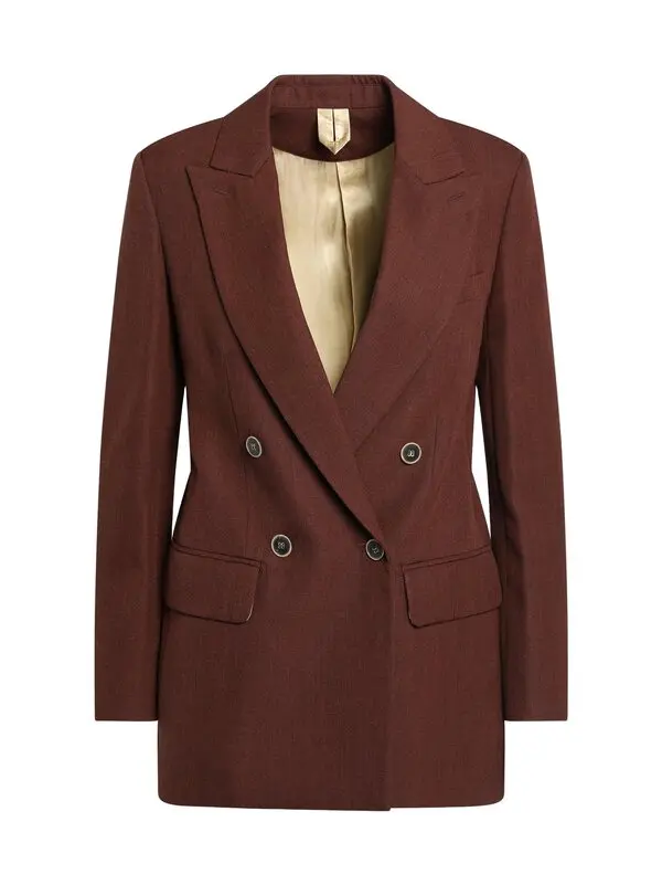 Max Mara Grain De Poudre Wool Double Breasted Jacket - Red