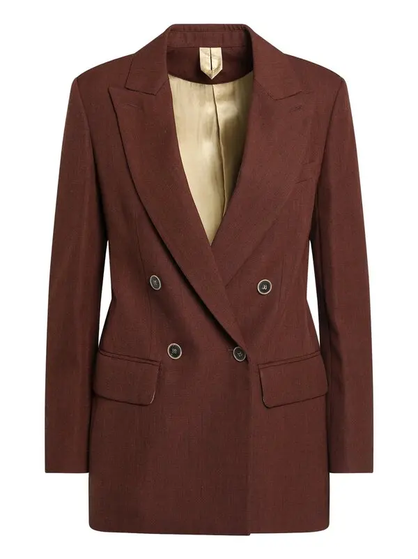Max Mara Grain De Poudre Wool Double Breasted Jacket - Red
