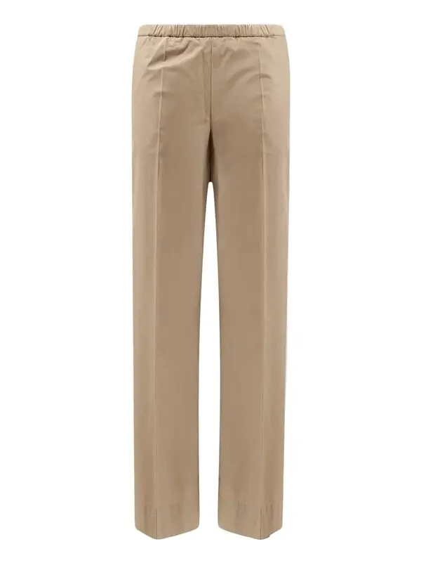 Moncler Cotton Trousers With Logo Patch - Cream