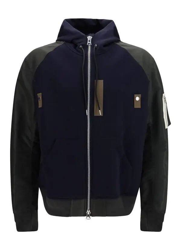 Sacai Cotton Blend And Twill Hoodie - Multicolor